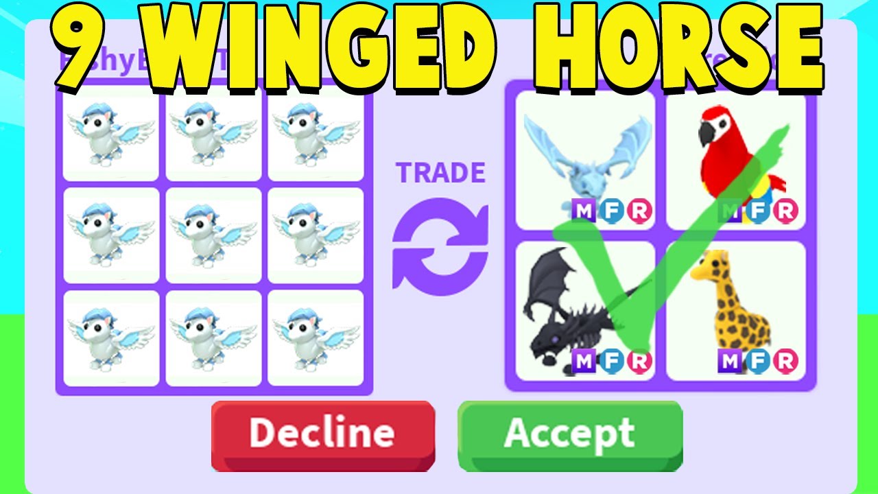 Trading 9 *NEW* WINGED HORSE in Adopt Me! - YouTube