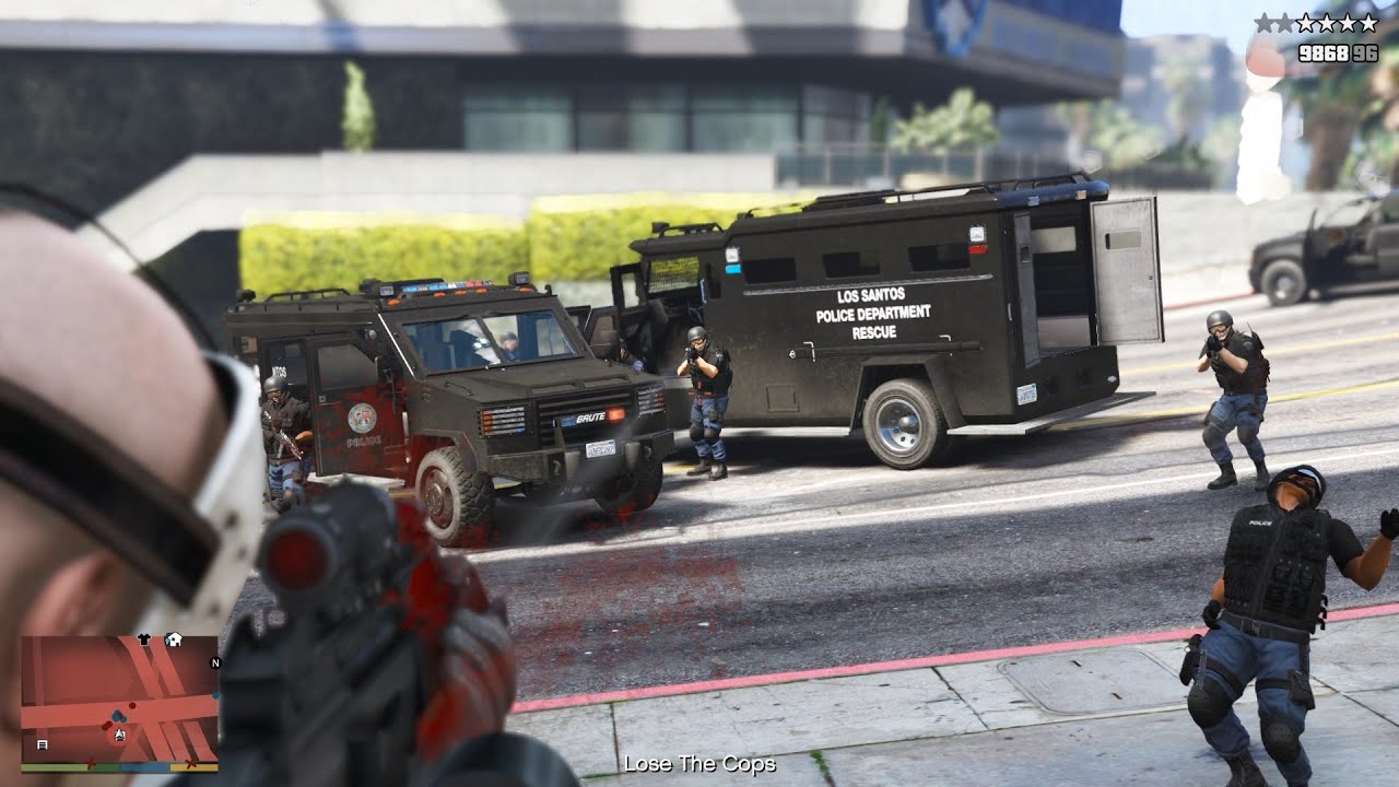 GTA V FBI Building Heist + 10 Star Wanted Level Escape [RDE 4.1.2 ...