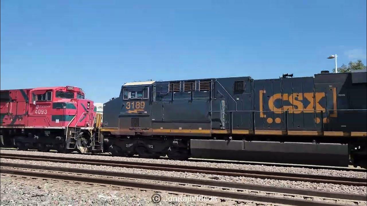 4/5/23 Pre: WB BNSF Q train with FXE 4093 & CSXT 3189 pass through Los Nietos/SFS, CA - YouTube