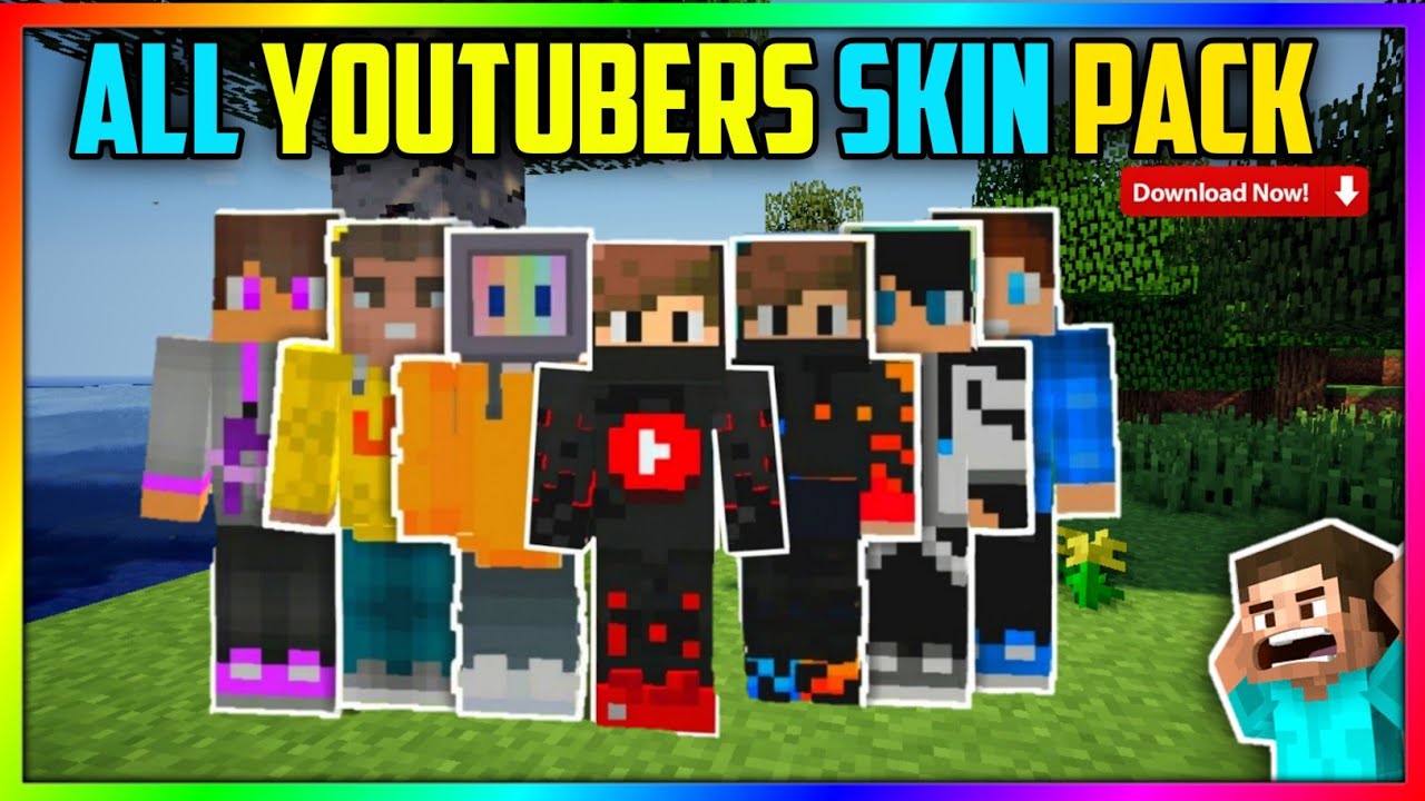 How to download Youtubers skin pack in Minecraft pe 1.18|skin pack ...