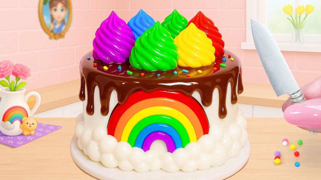 Can You Make a Cake Without Messing Up? Enjoyable Making Miniature Rainbow Cake 🌈 Tiny Joy Bakes ...