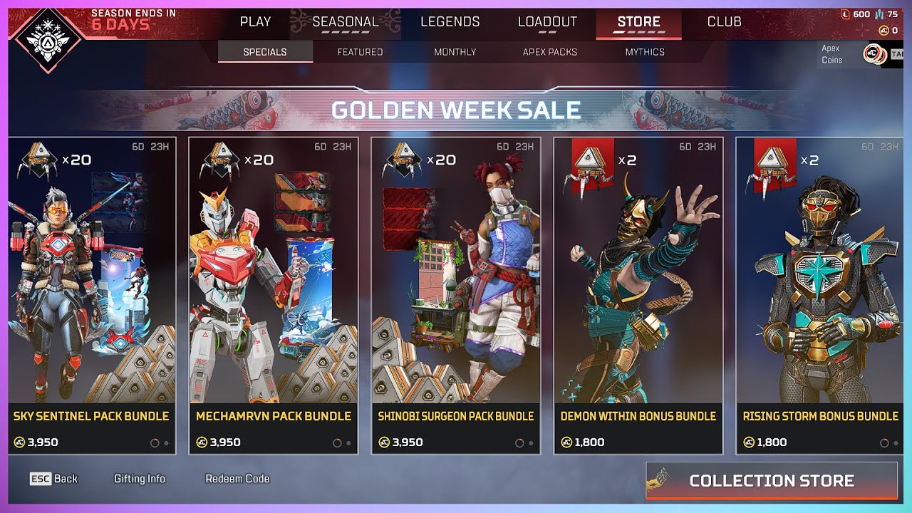 Apex Legends New golden week sale + rising storm bonus bundles - YouTube