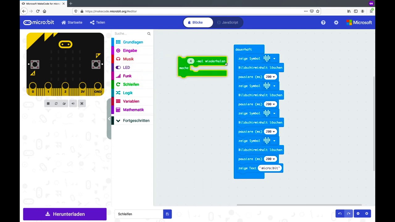 Basics - Schleifen (Microbit) - YouTube