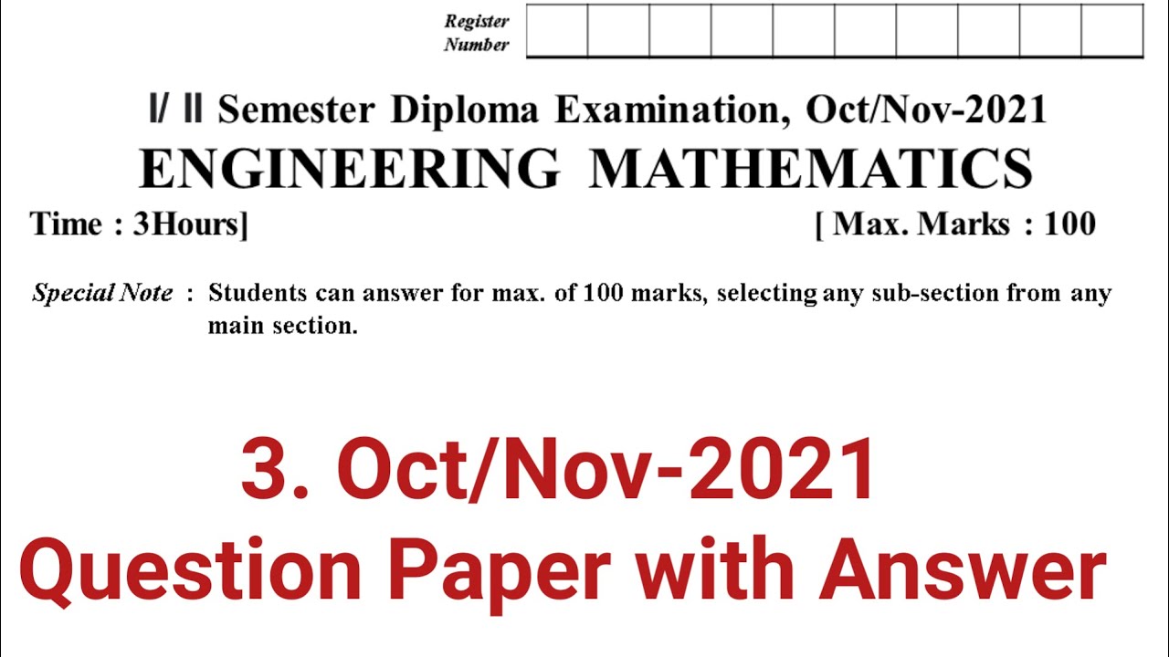 Oct/Nov-2021 Question Paper with Answer |Engineering mathematics | c 20 ...