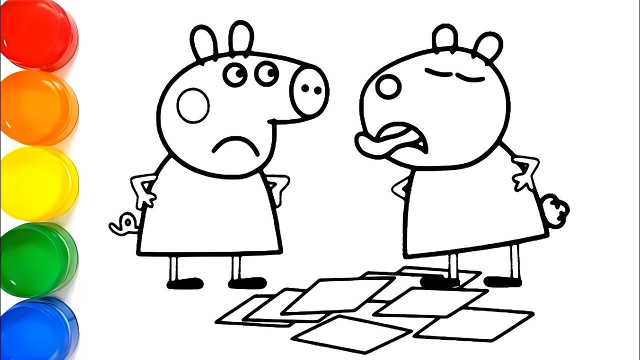 Peppa & Suzy are Fighting Drawing Easy Step by Step | Drawing, Painting ...