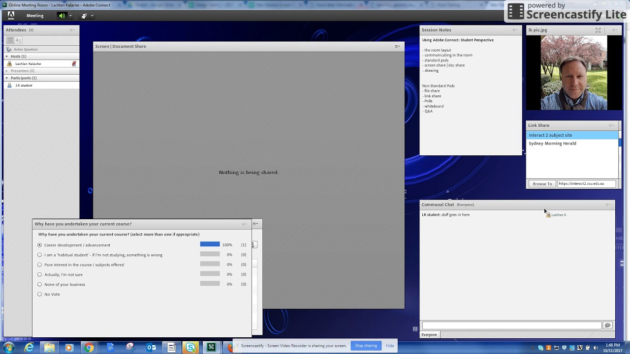 Using Online Meeting (Adobe Connect): Student View - pt 2 - YouTube