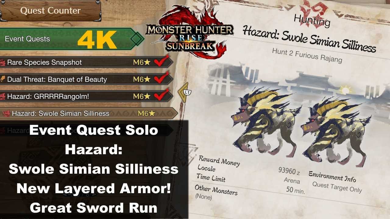 MHR Sunbreak Event Quest Solo - Hazard: Swole Simian Silliness (New ...