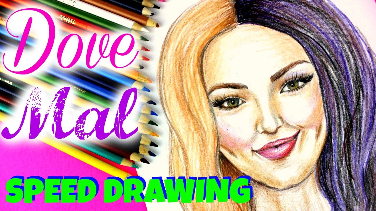 DOVE CAMERON and MAL from DISNEY DESCENDANTS SPEED DRAWING - YouTube