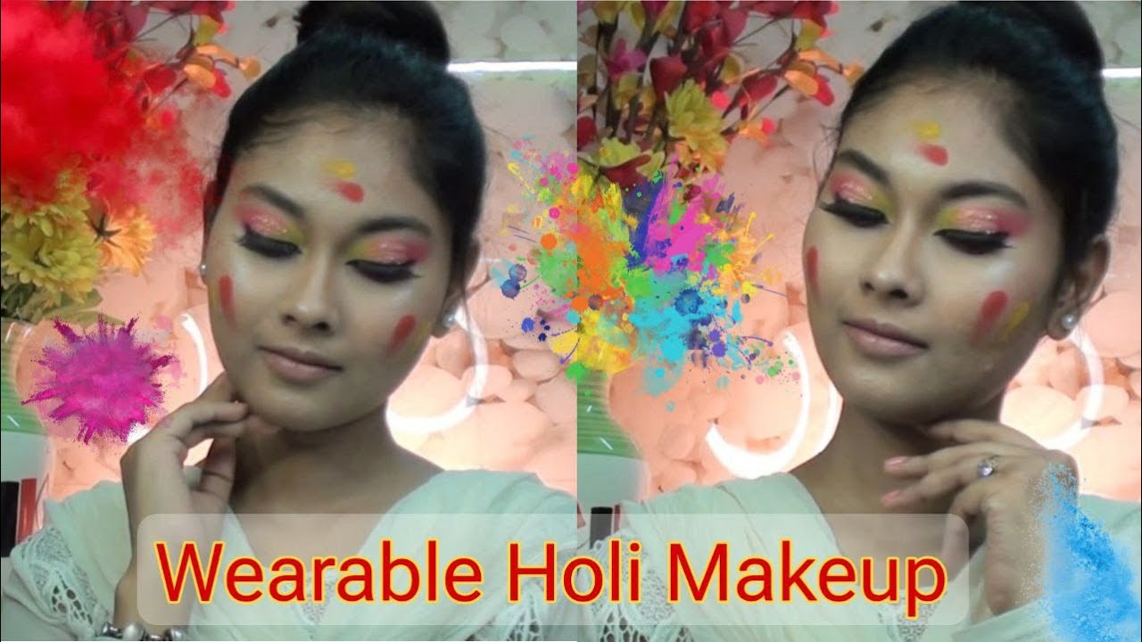 Wearable Holi Makeup Look 2024/ How to do wearable Holi Makeup/ Holi ...
