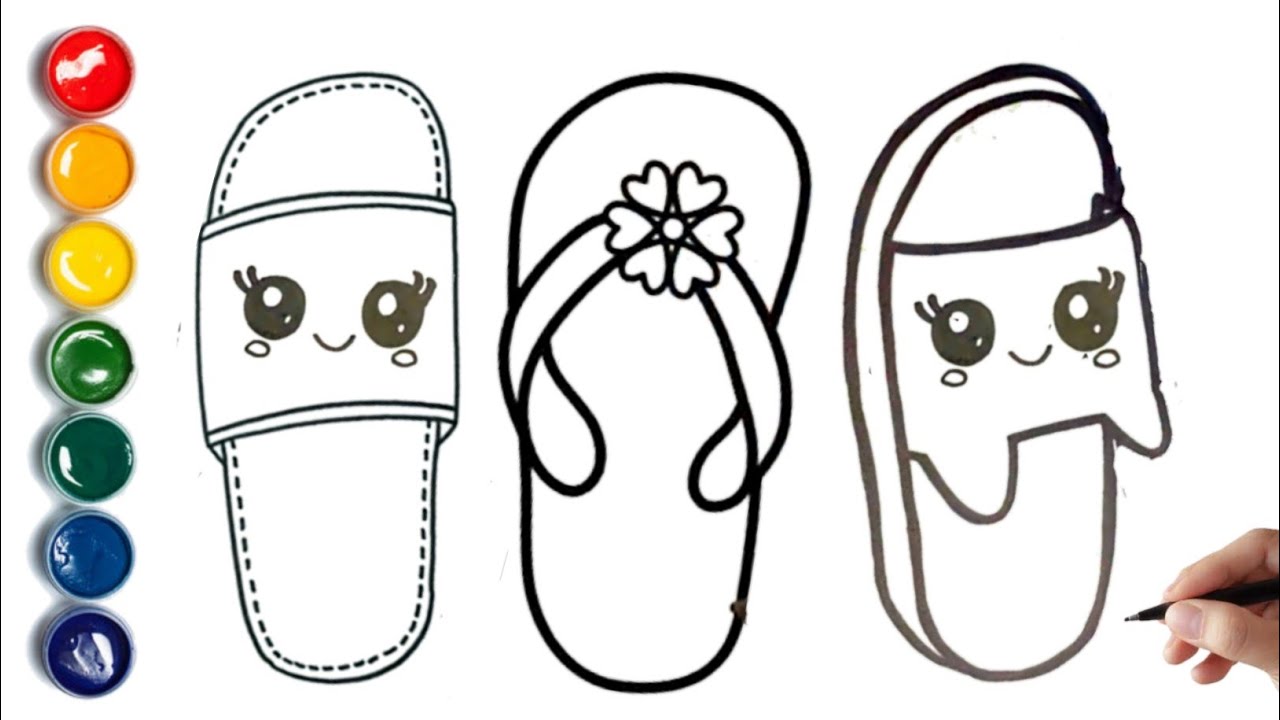 How To Draw Slipper drawing for Girls || Easy Drawing Slipper for Kids ...