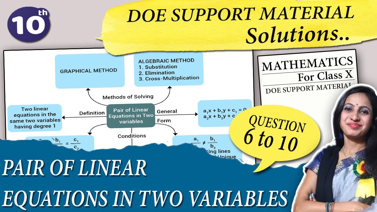 DOE Support Material Solution | Class 10 Math Ch 3 Pair of Linear ...