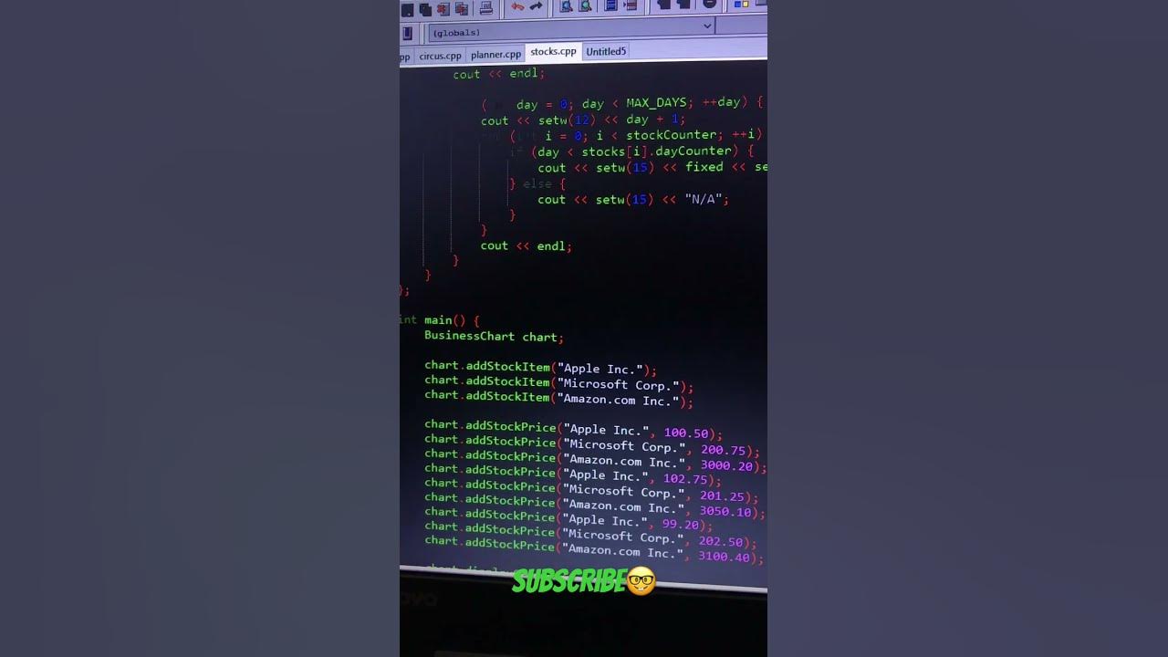 Stocks Chart In C Ide Dev C Cppprogramming Codingtime Codinglife