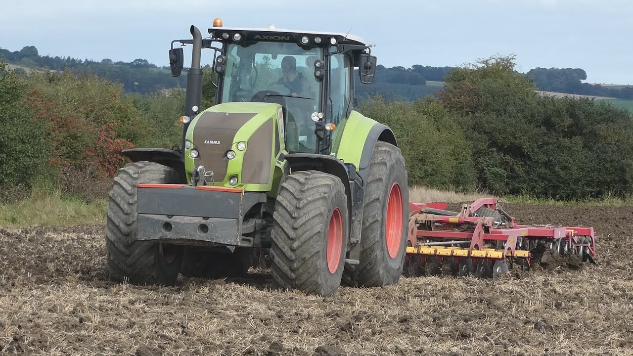 Claas 920 Axion Tractor Cultivating Busy Working - YouTube