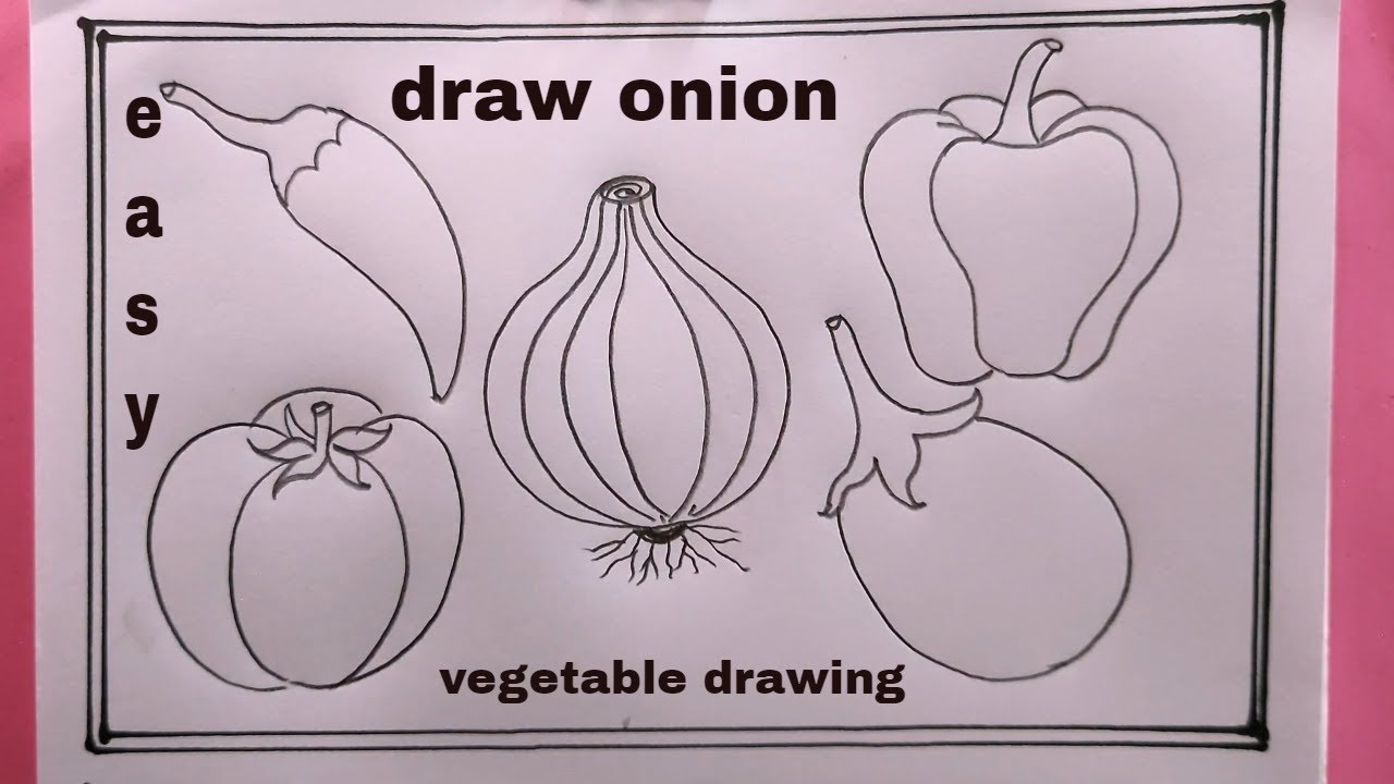 how to draw onion and vegetables/vegetable drawing - YouTube
