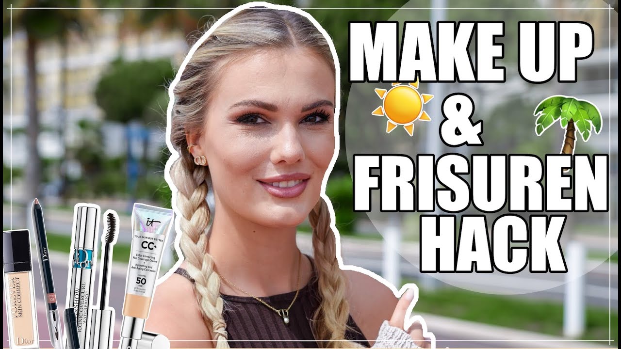 FULL FACE MAKE UP & FRISUREN HACK Urlaubs-Edition 🌴☀️ I Cindy Jane ...