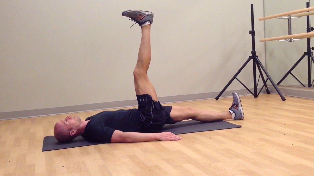 Lying Dynamic Straight Leg Hamstring Stretch - YouTube