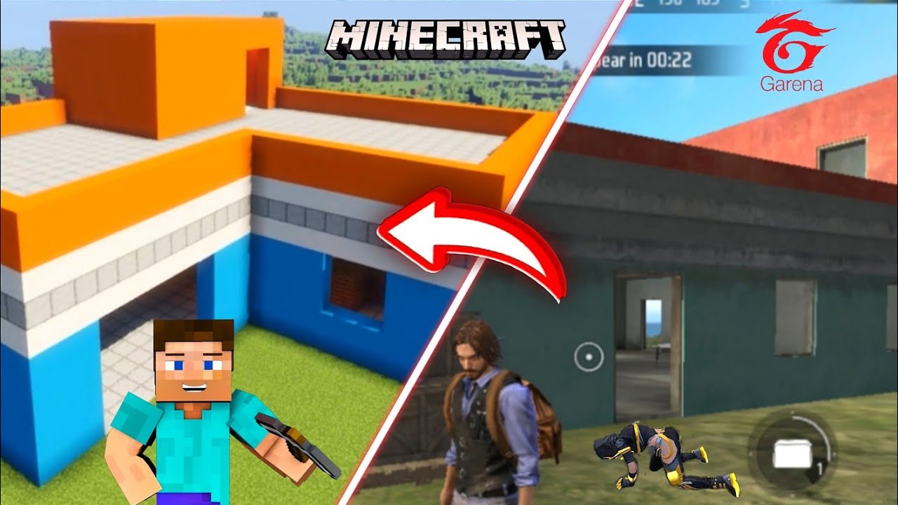 FREE FIRE L SHAPED HOUSE IN MINECRAFT | Minecraft Timelapse Builds | # ...