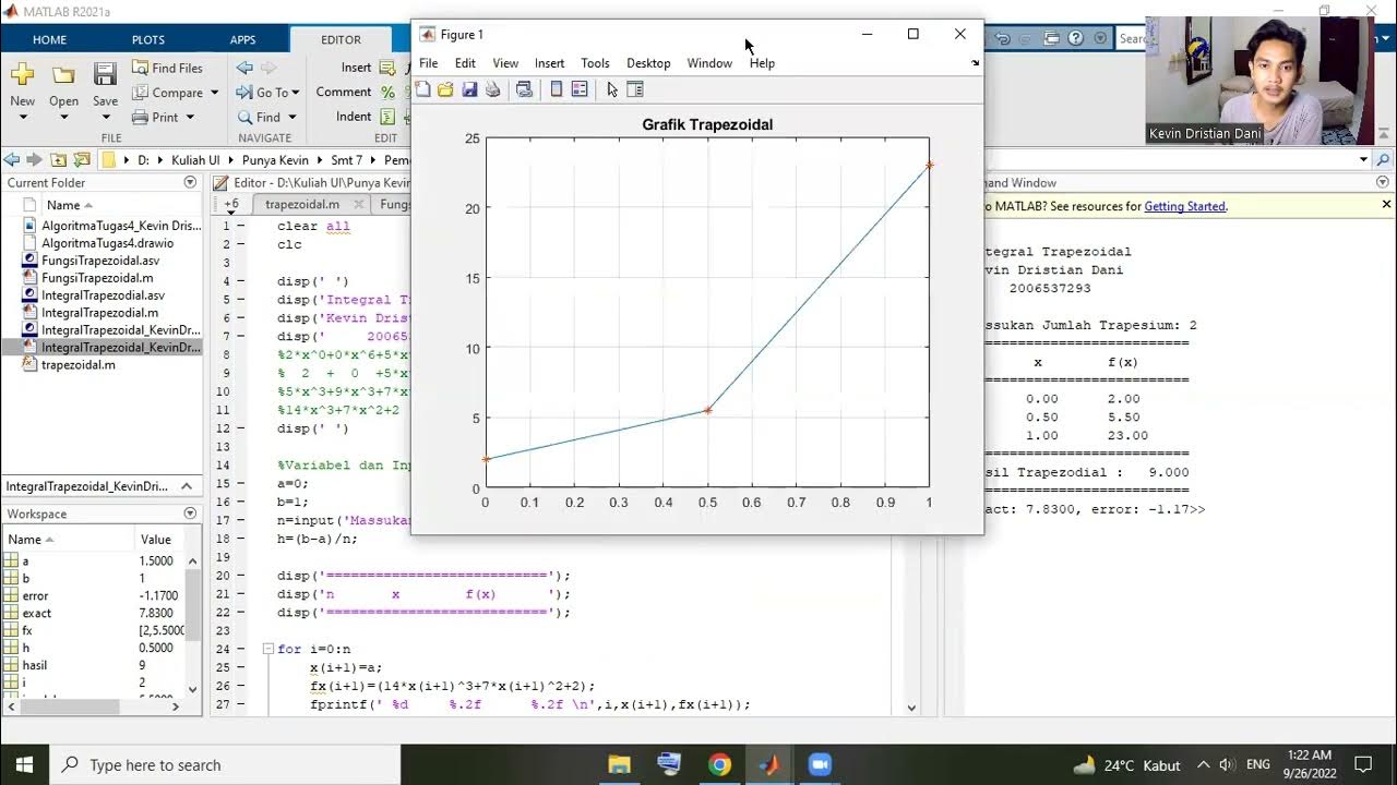 Penyelesaian Integral dengan Metode Trapezoidal menggunakan MatLab ...