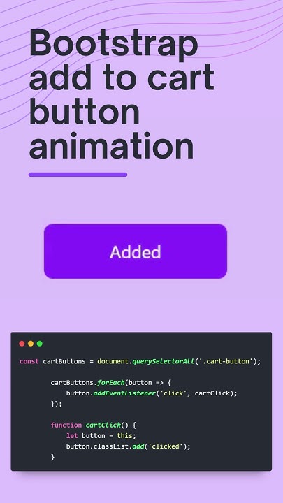 Bootstrap 5 Add to Cart Button Animation #javascript #js - YouTube