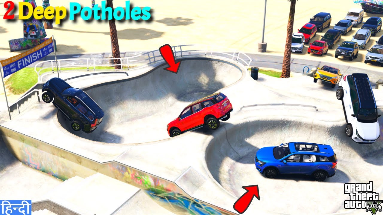 Indian Cars Vs 2 Deep Potholes | Off-roading | GTA 5 - YouTube