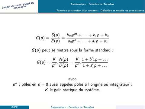 Automatique : Fonction de transfert - YouTube