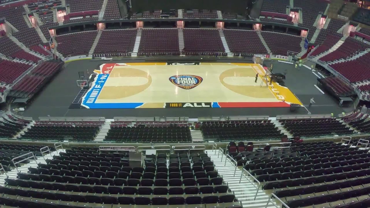Time-lapse shows the installation of court for NCAA women's Final Four ...