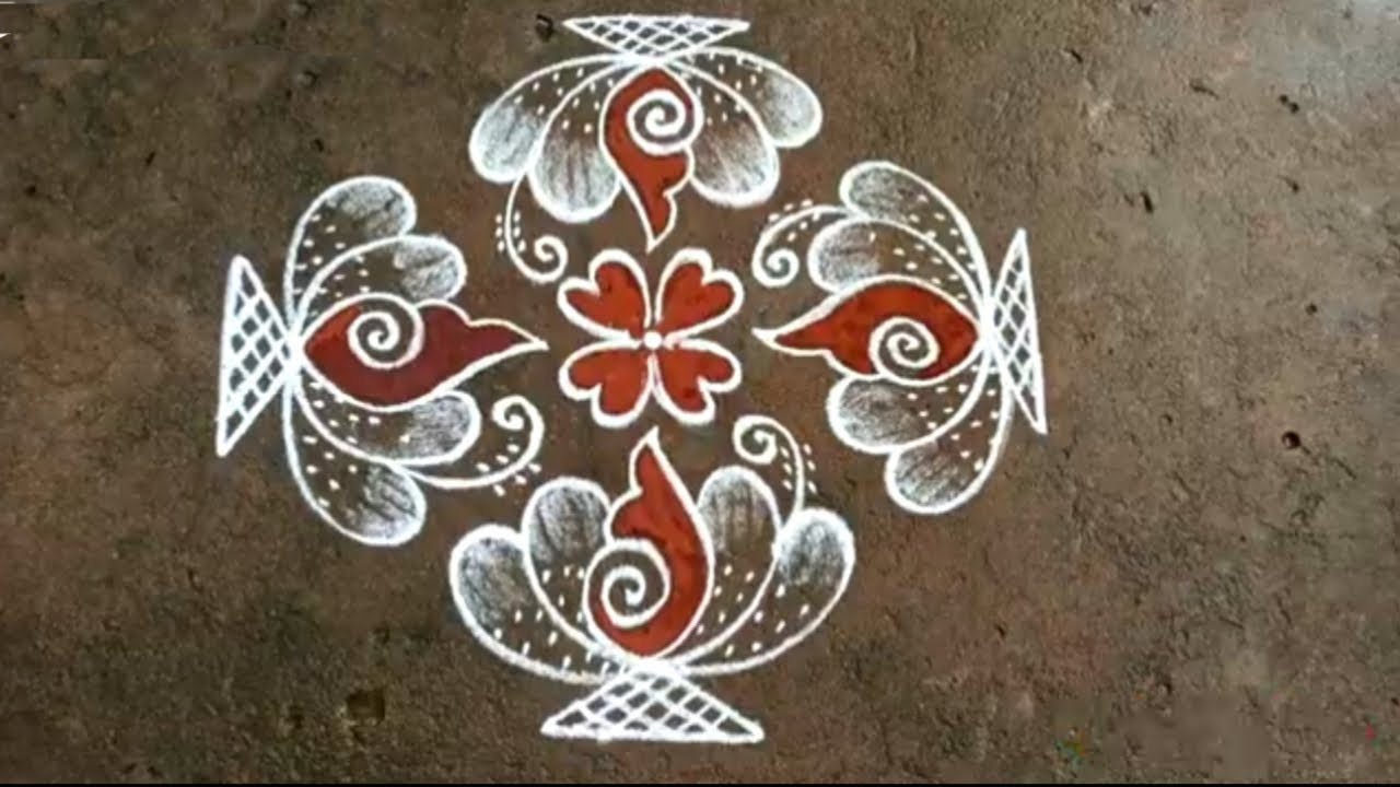 Super sangu flower kolam | sangu rangoli kolam| rangoli kolam ...