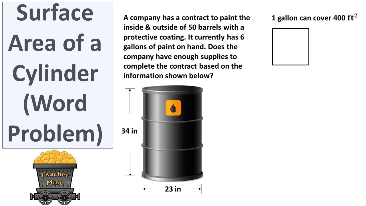 Surface Area Of A Cylinder Word Problem YouTube Surface Area Of A Cylinder Word Problem YouTube