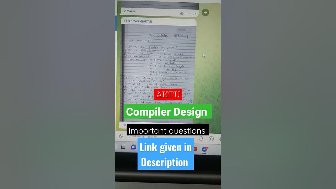 Compiler Design Important questions || Link in Description #aktu # ...