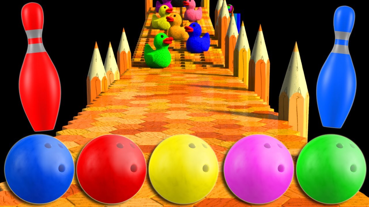 Funny Bowling Ball Adventure: Learn Fruits and Colors with Kinetic Sand ...