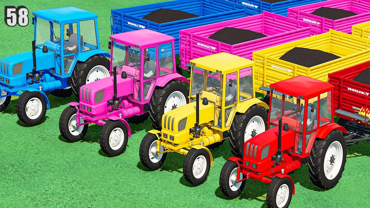 TRANSPORTING & HARVESTING CANOLA w/ SMALL URSUS TRACTORS & COLORED ROAD ...