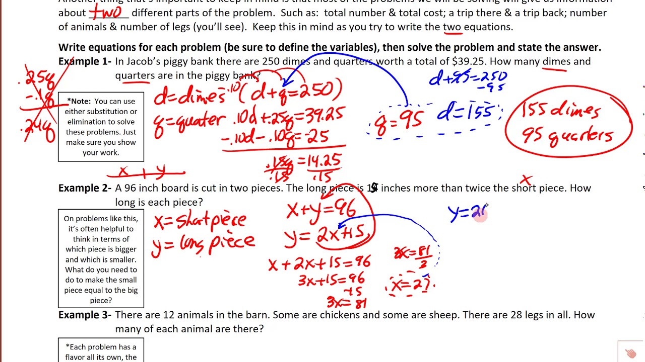 2.5 Solving Systems in Context - YouTube