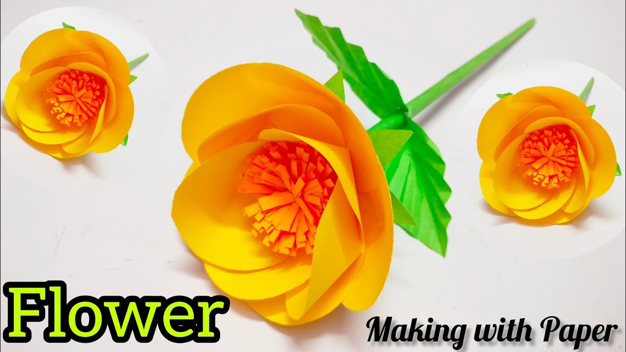 Flower making with paper || paper flowers || how to make paper flowers ...