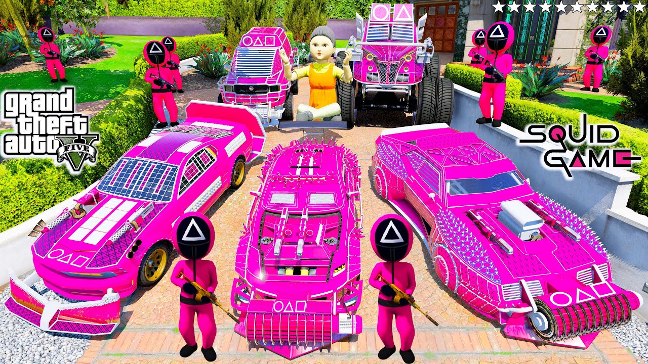 GTA 5 - Stealing HORROR SQUID GAME CARS With Michael! | (Real Life Cars ...