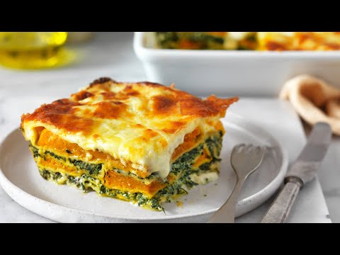 Roasted Pumpkin and Spinach Vegetarian Lasagne made with Fresh Pasta