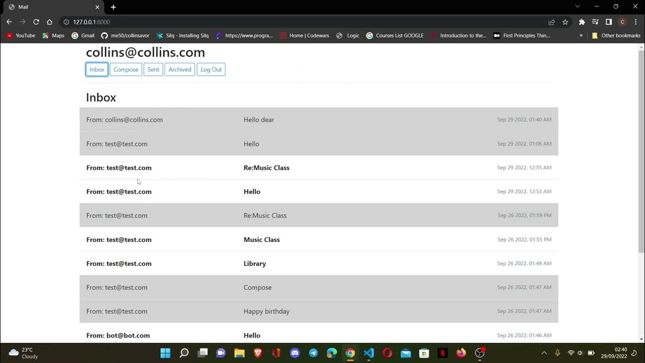 Harvard Cs50w Web Programming Project 3 Mail Youtube