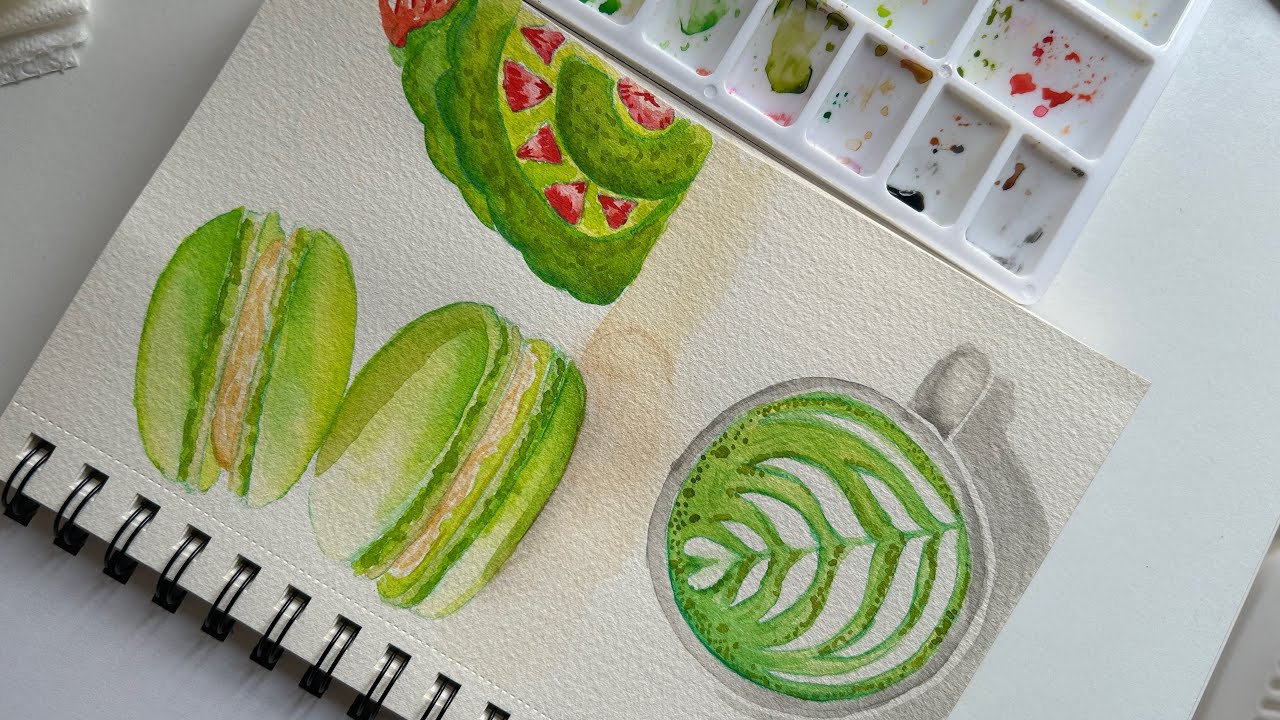 Draw Matcha Tea Latte with me #foodart #matcha - YouTube