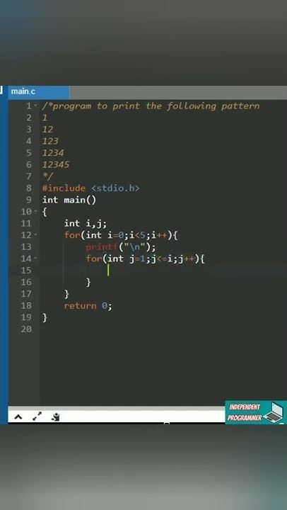 Program To Print Pattern C Cprogram Cshorts Cprogramming Pattern Patternprograms Youtube