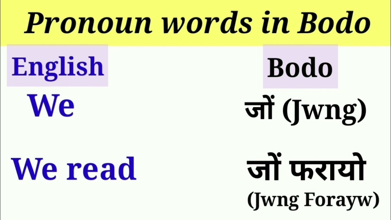 Pronoun words in Bodo | Learn Boro and English speaking || Mridul Boro ...