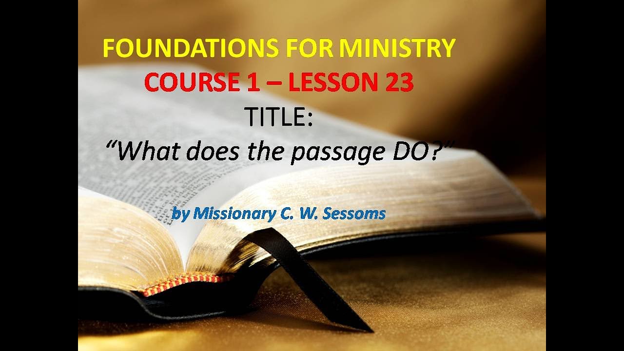 LESSON 23 CRS 1 What does the Passage Do? - YouTube