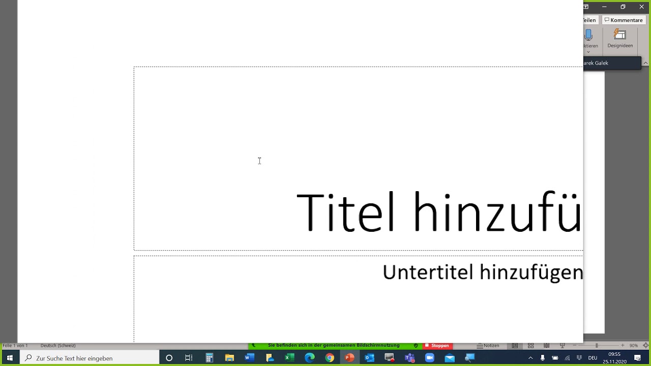 P01, PowerPoint, starten, die erste Folie bearbeiten, Felder ...