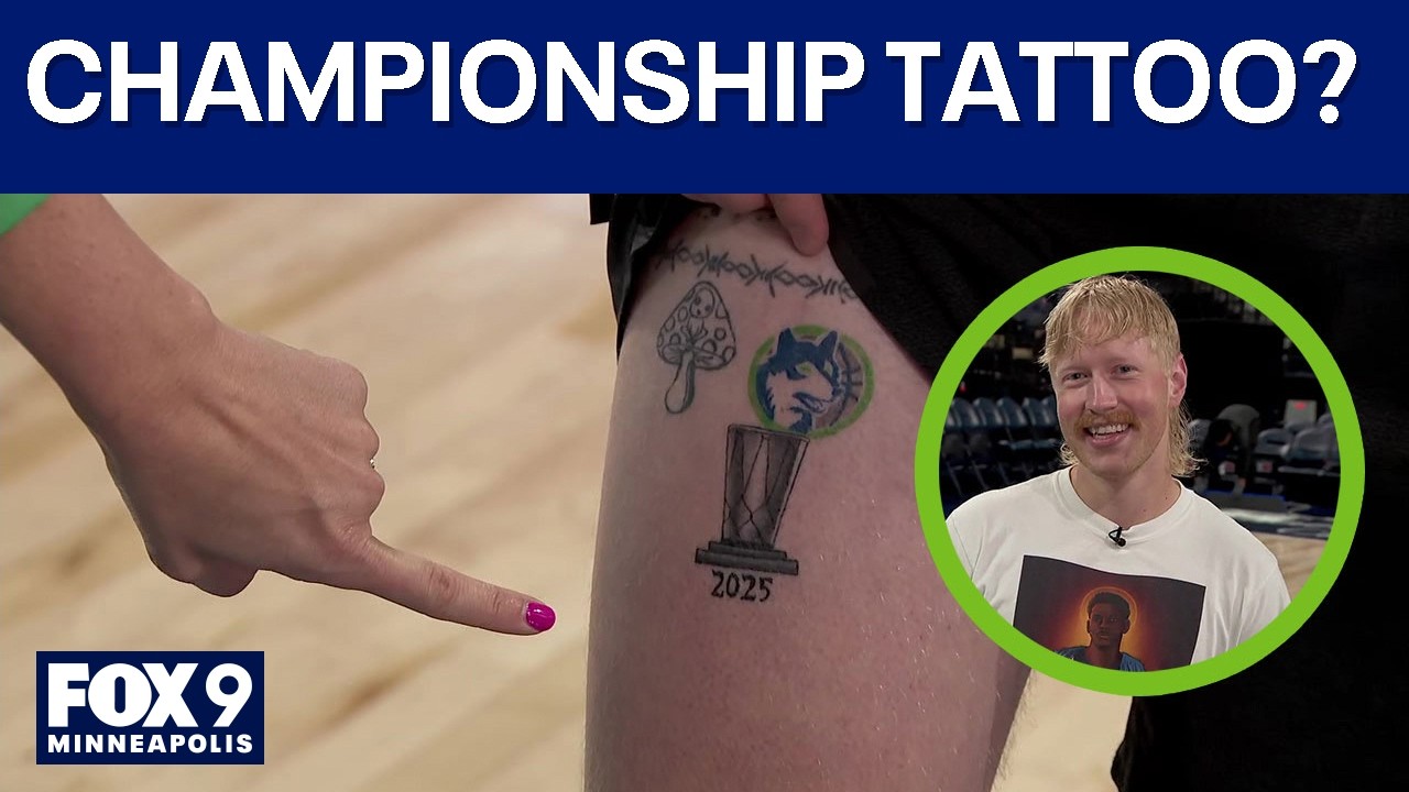 MN Timberwolves fan gets wild championship tattoo - YouTube