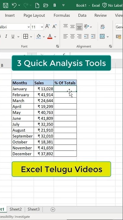3 Quick Analysis Tools in Excel | MS Excel Tutorial - YouTube