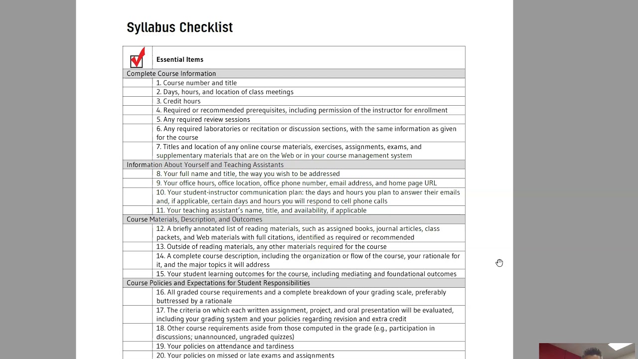 Creating a Learner-Centered Syllabus Checklist - YouTube