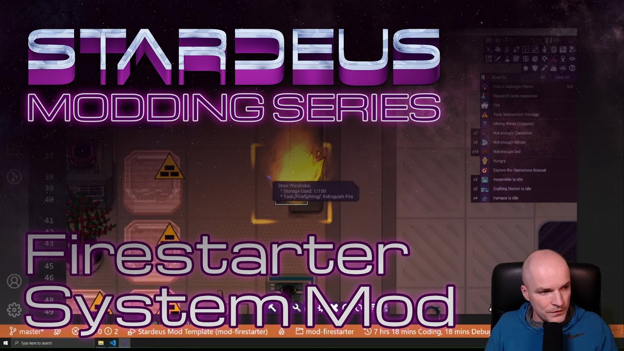 Stardeus Modding: Firestarter System Mod in C# - YouTube
