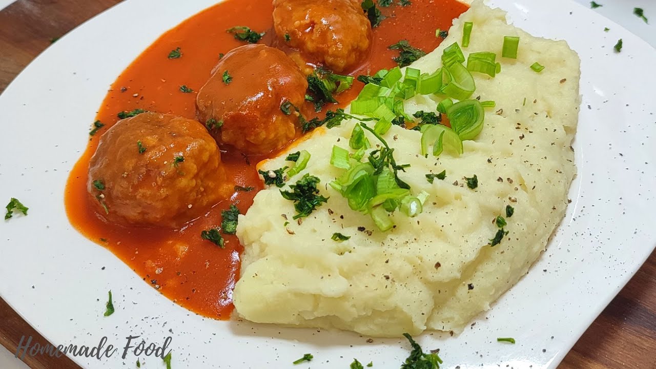 My Grandmother's Meatballs Old Recipe In Tomato Sauce With Potatoes ...