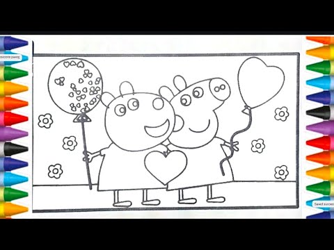 Peppa pig & Suzy pig colouring video, Peppa pig painting for kids and ...