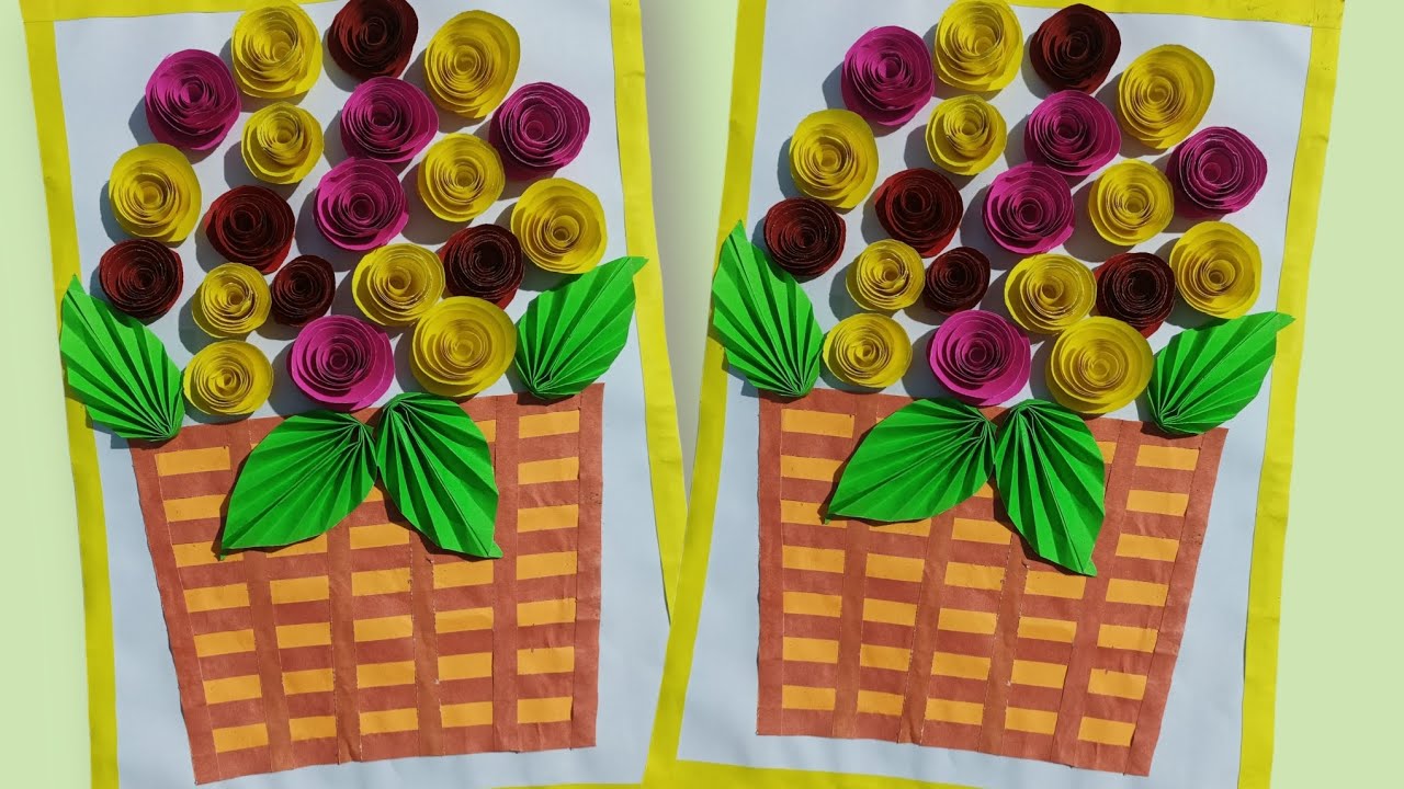 Paper Flower Pot Craft For School Project//Project Work For Kids With ...