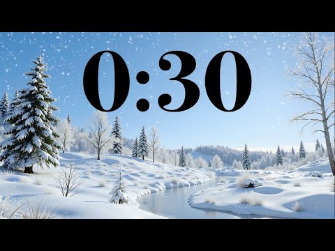 30 Second Winter Classroom Focus Timer ❄️ Calm Snowy Scene & Peaceful Piano Music for Work & Study