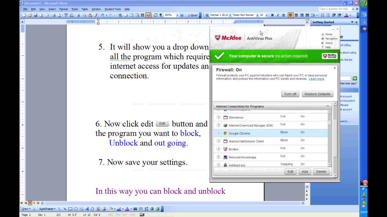 How To Unblock and Block program in McAfee Antivirus software mp4 - YouTube